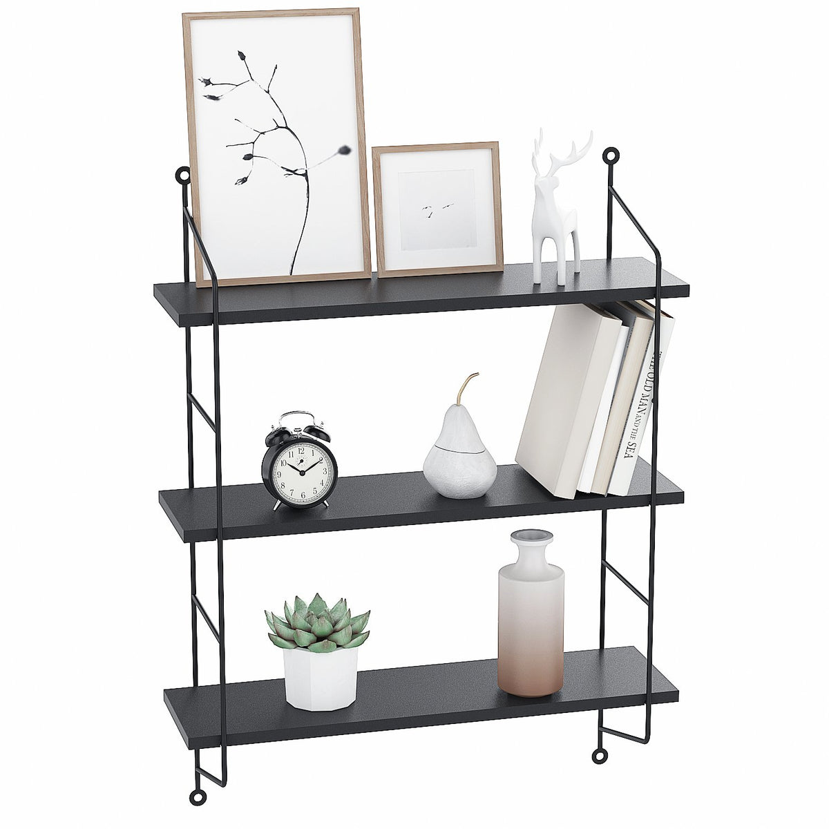 Homdox 3-Tier Shelves Wall Mounted Display Shelf Storage Holder Rack